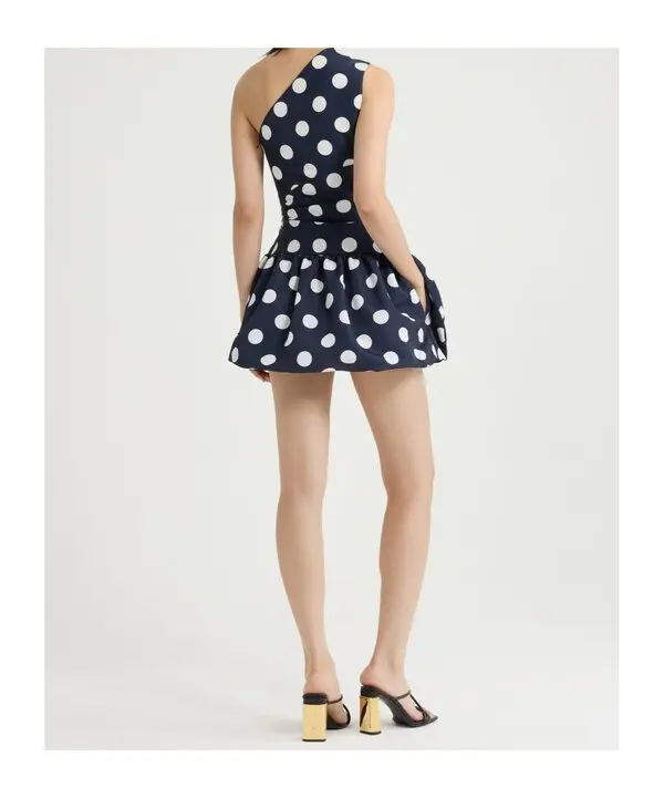 PATOU One-shoulder Polka Dot Dress - Navy Blue