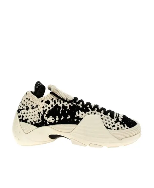 LANVIN Flash-x Crochet-knit Lace-up Sneakers - Nude