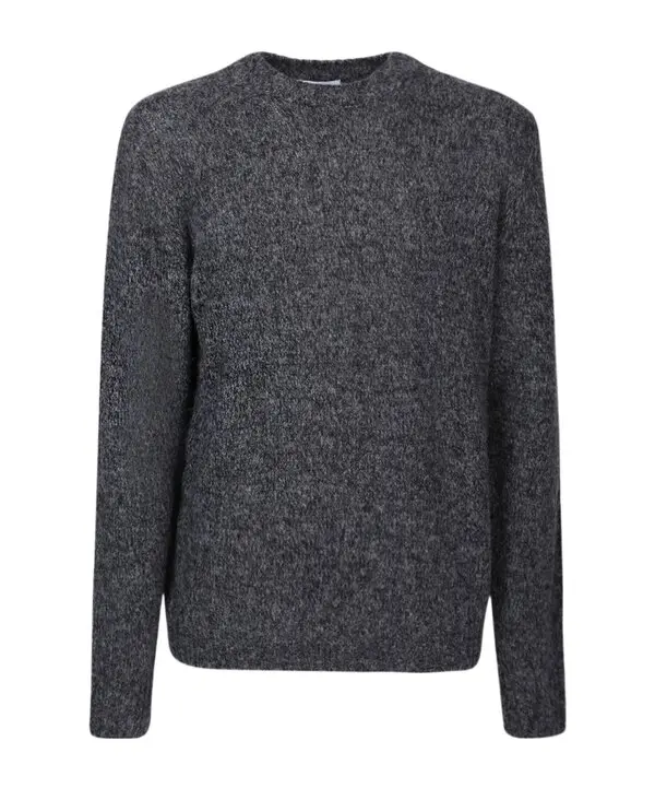 LARDINI Crewneck Knitted Jumper With Ribbed Details - Black
