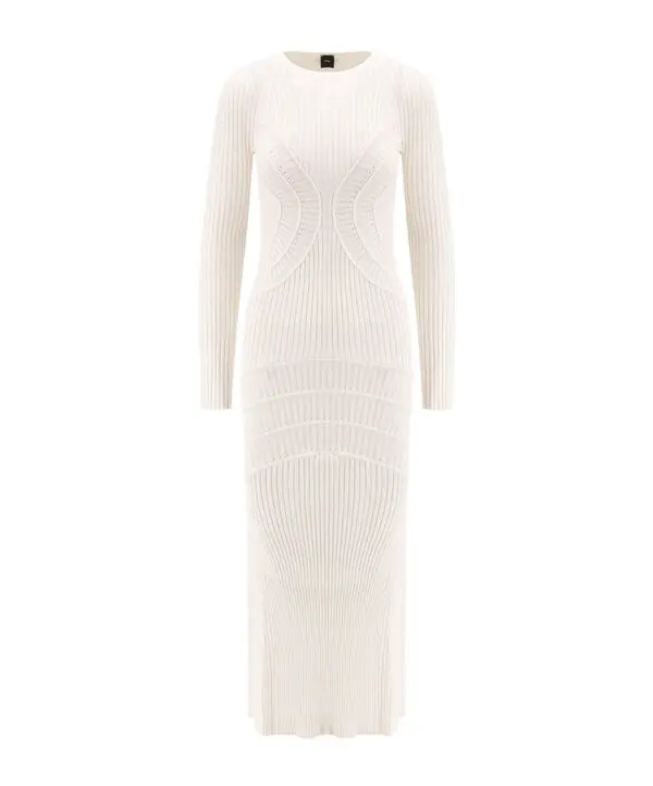 Pinko Slim-fitting Ribbed Knit Long Dress