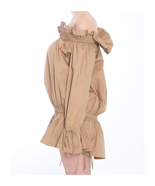 Saint Laurent Gathered Off-shoulder Mini Dress - Beige