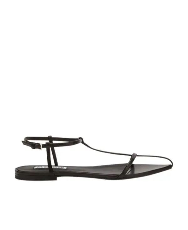 JIL SANDER Pointed-toe Ankle-strap Flat Sandals - Black