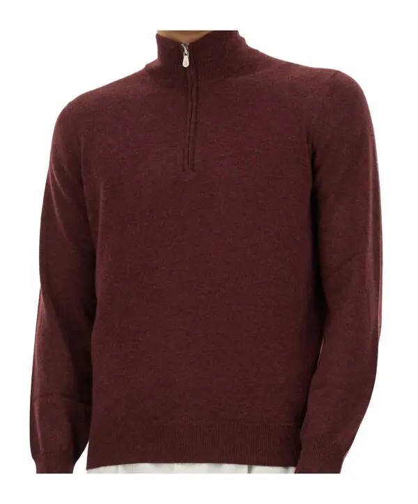 Brunello Cucinelli Funnel-neck Zip-up Knit Polo - Amaranth