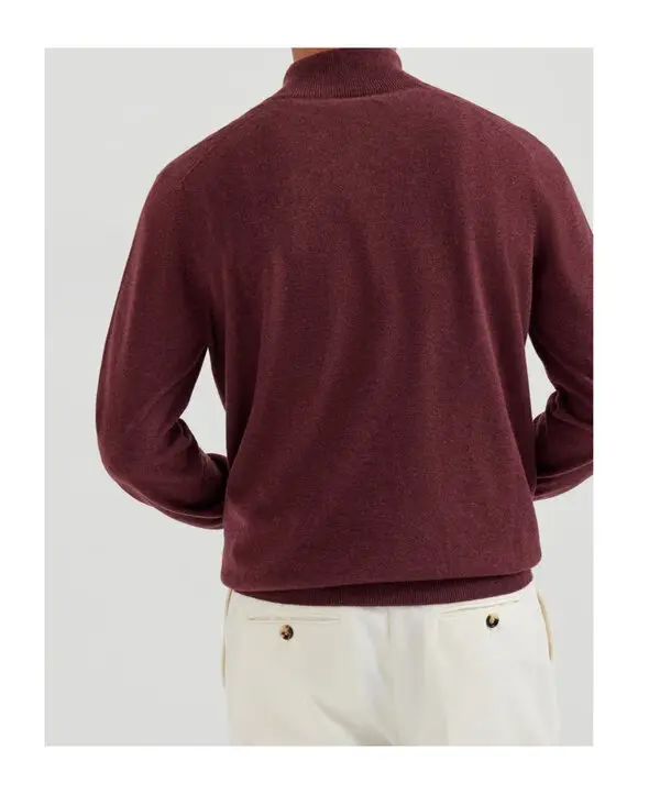 Brunello Cucinelli Funnel-neck Zip-up Knit Polo - Amaranth