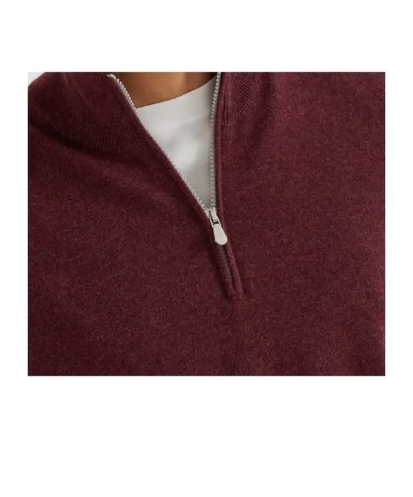 Brunello Cucinelli Funnel-neck Zip-up Knit Polo - Amaranth