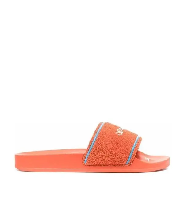 Off-White Embroidered Logo Slides - Orange