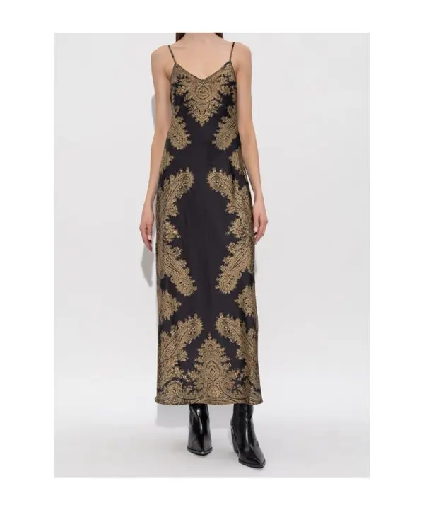 ALLSAINTS Bryony Paisley Print V-neck Midi Dress