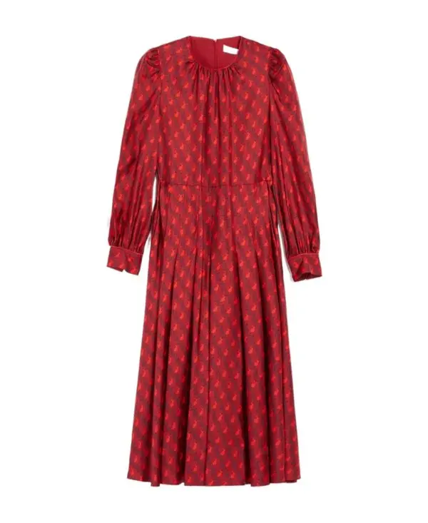 Max Mara Printed Silk Midi Dress - Red