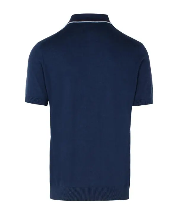 Etro Logo Embroidered Knitted Polo Shirt - Navy