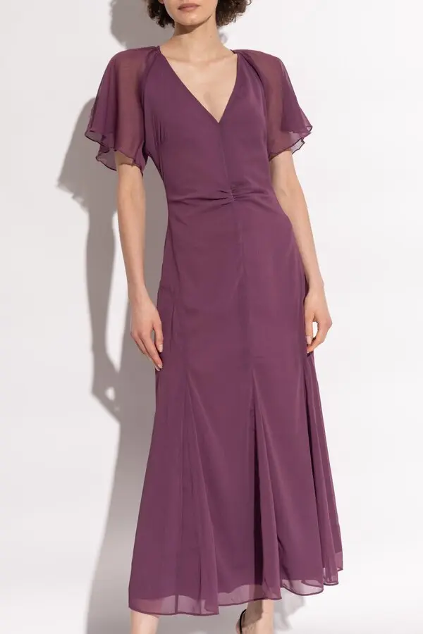 ROTATE BY BIRGER CHRISTENSEN Flutter-sleeve Recycled Polyester Dress