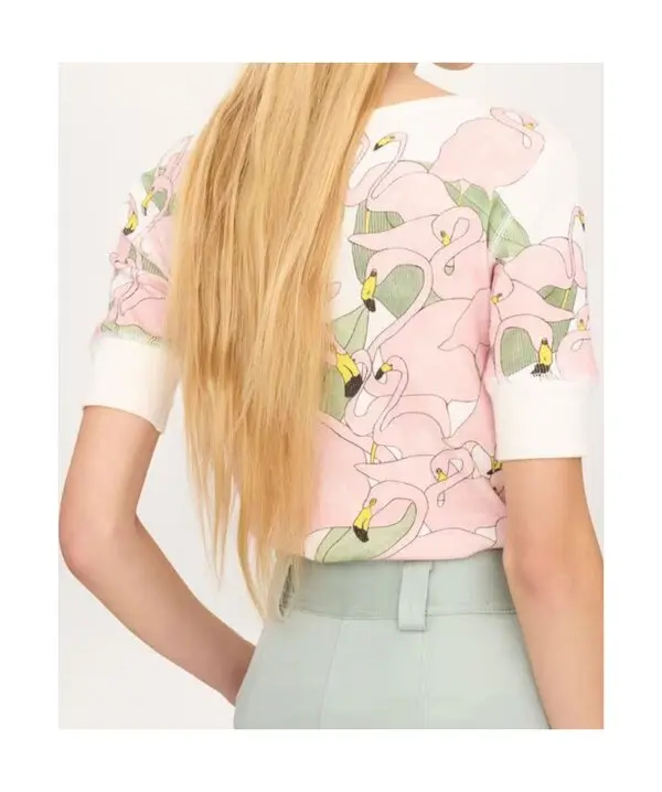 Chloé Flamingo Print Henley Shirt - Pink