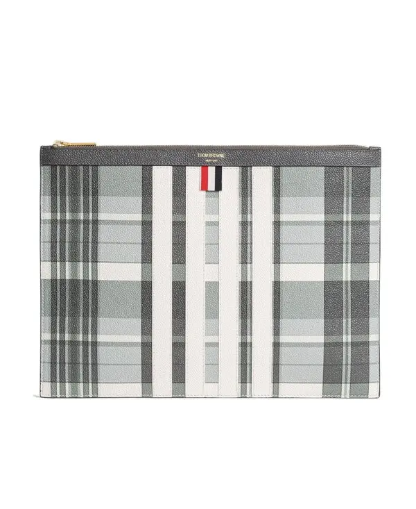 Thom Browne Checkered Zipped Clutch Bag - Gray