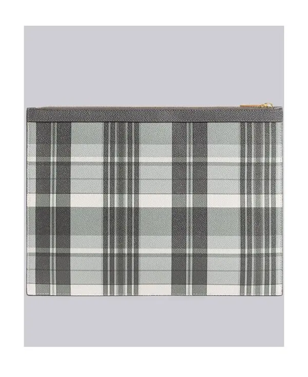 Thom Browne Checkered Zipped Clutch Bag - Gray