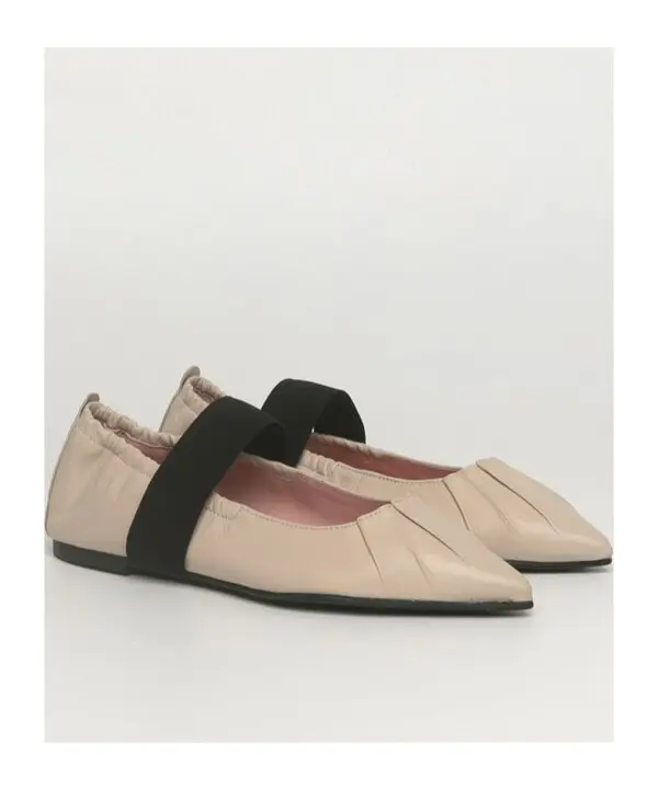 Pretty Ballerinas Pleated Pointed Flats With Contrasting Elastic Strap