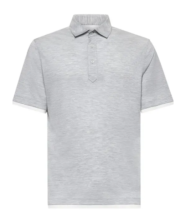 Brunello Cucinelli Double-layered Straight Hem Polo Shirt - Grey