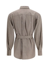 Brunello Cucinelli Long Sleeve Check Shirt With Tie Detail