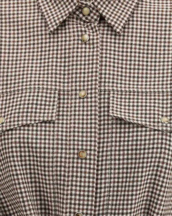Brunello Cucinelli Long Sleeve Check Shirt With Tie Detail