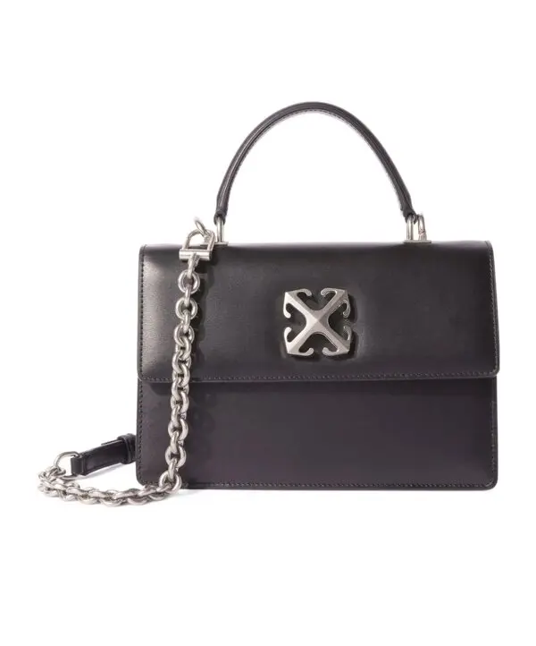 Off-White Jitney 1.4 Logo Plaque Top Handle Bag - Black