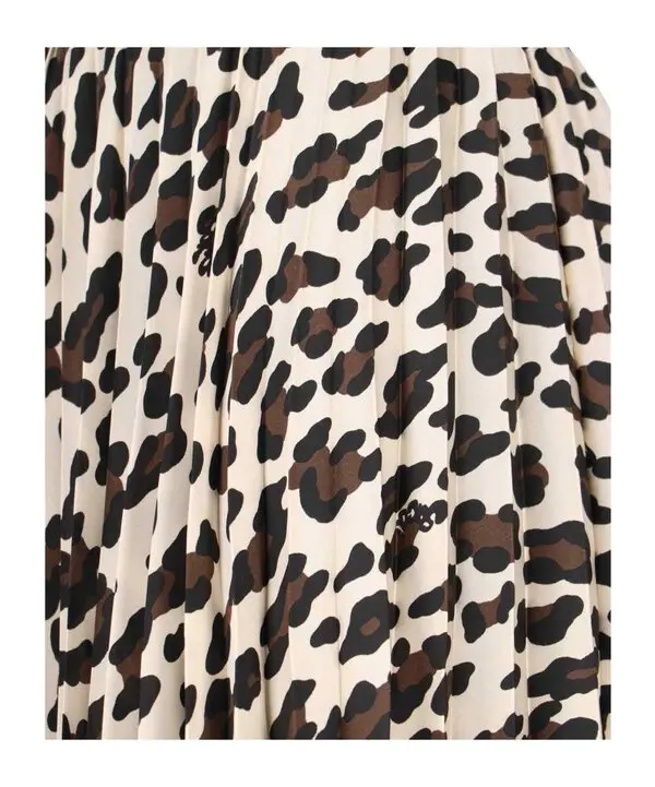 Sacai Leopard Print Pleated Midi Skirt