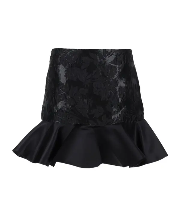 GANNI Floral Motif Mini Skirt - Black
