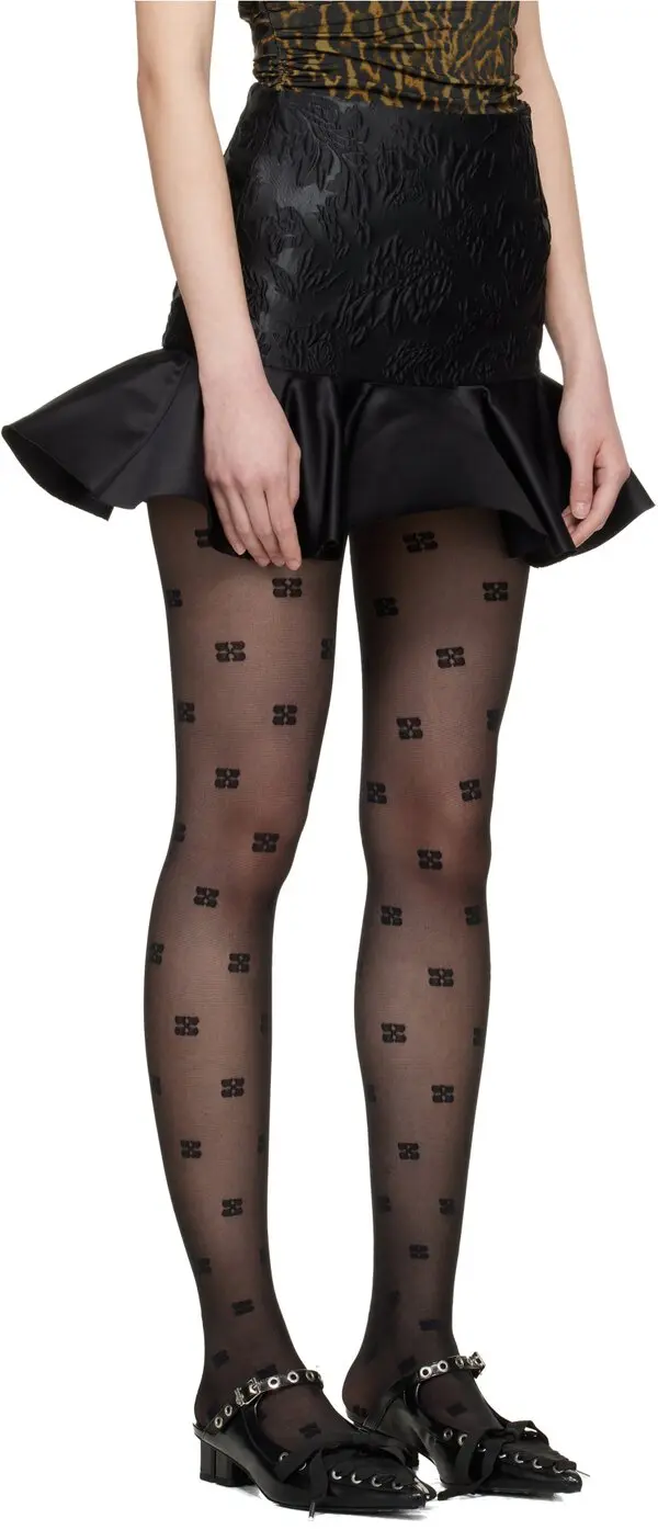 GANNI Floral Motif Mini Skirt - Black
