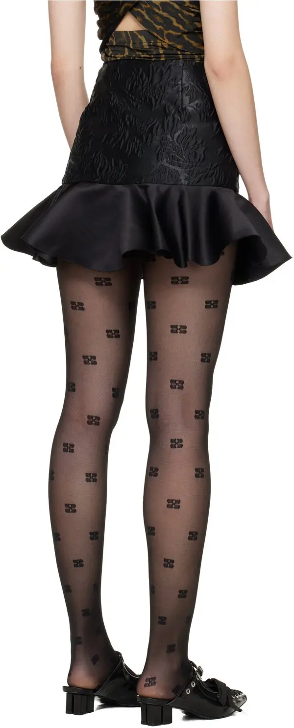 GANNI Floral Motif Mini Skirt - Black
