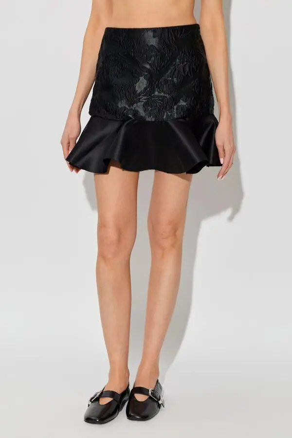 GANNI Floral Motif Mini Skirt - Black