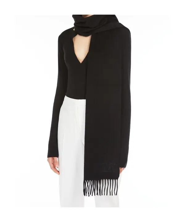 Max Mara Wsdalia Fringed Edge Scarf - Black