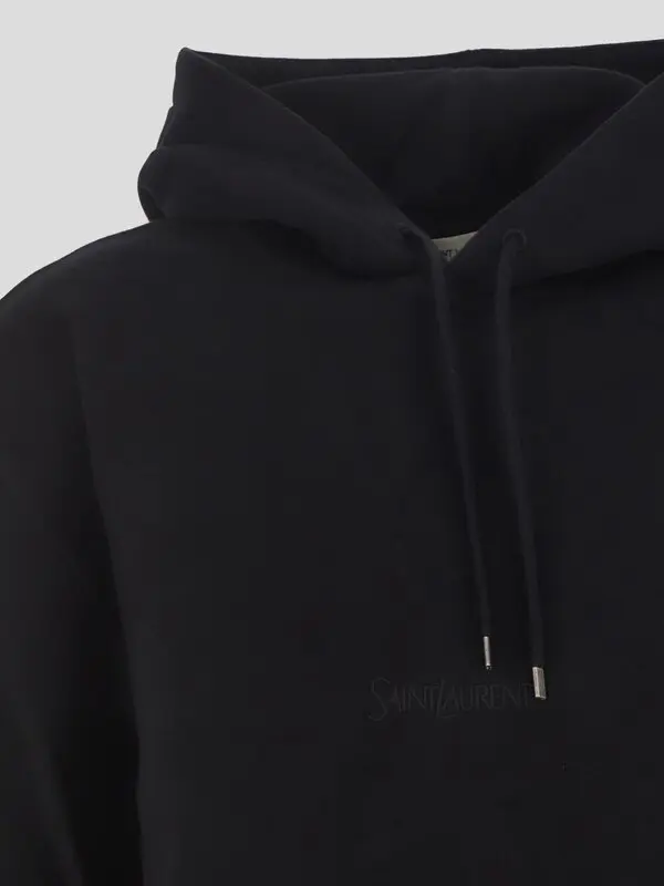 Saint Laurent Logo Embroidered Drawstring Hoodie
