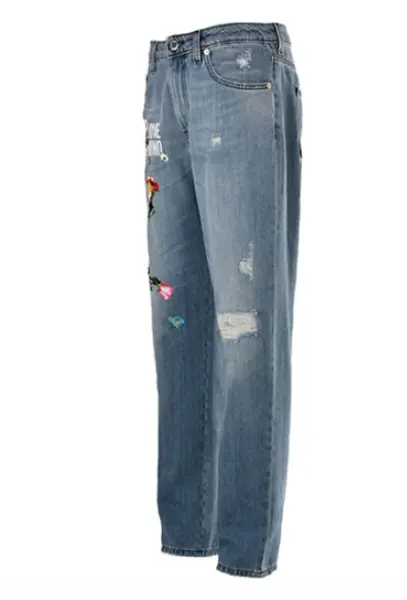 Moschino With Flower Embroidery And Distressing
