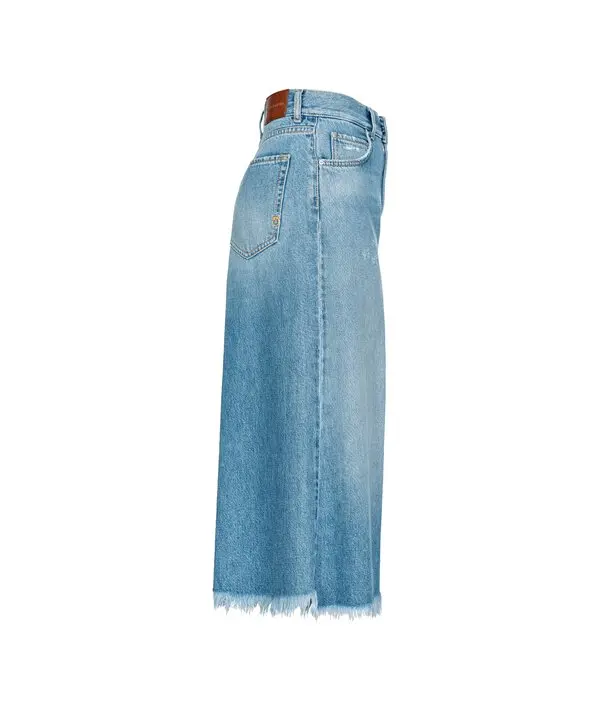 Pinko Burkina Wide-leg Bermuda Jeans With Tassel Hem