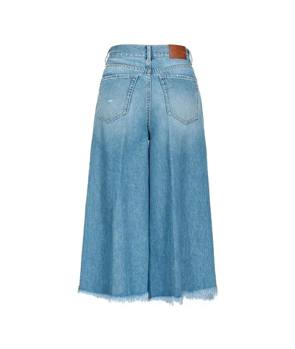 Pinko Burkina Wide-leg Bermuda Jeans With Tassel Hem
