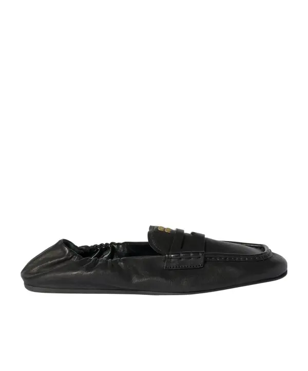 Miu Miu Nappa Leather Loafers With Logo Detail - Black