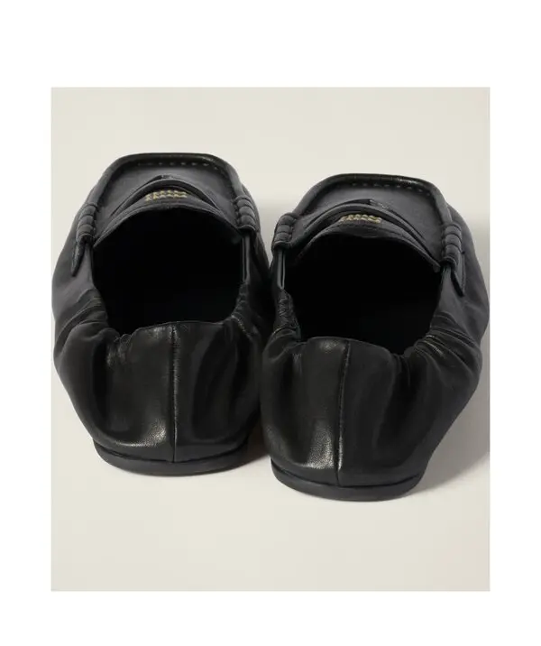 Miu Miu Nappa Leather Loafers With Logo Detail - Black