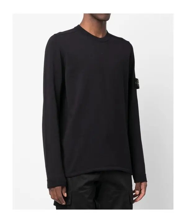 Stone Island Logo Patch Knitted Sweater - Blue