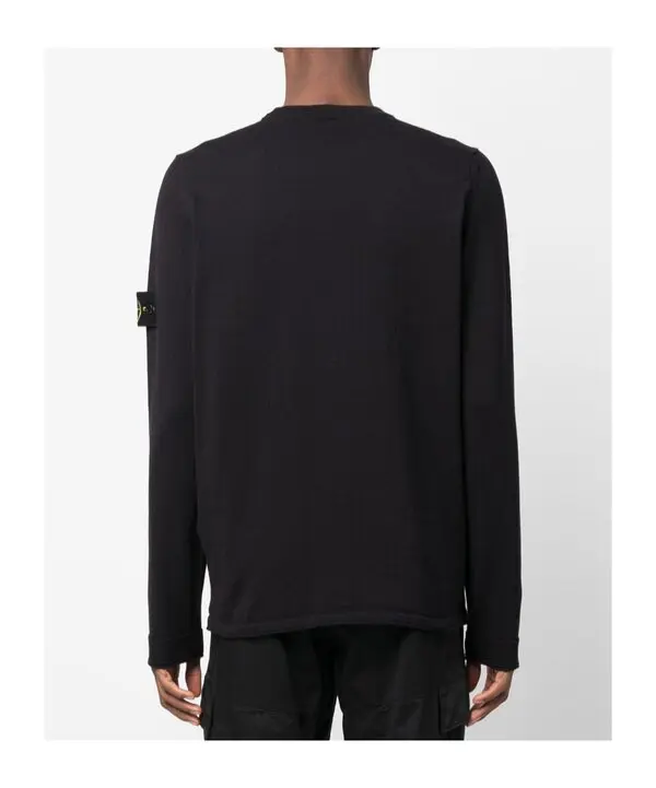 Stone Island Logo Patch Knitted Sweater - Blue