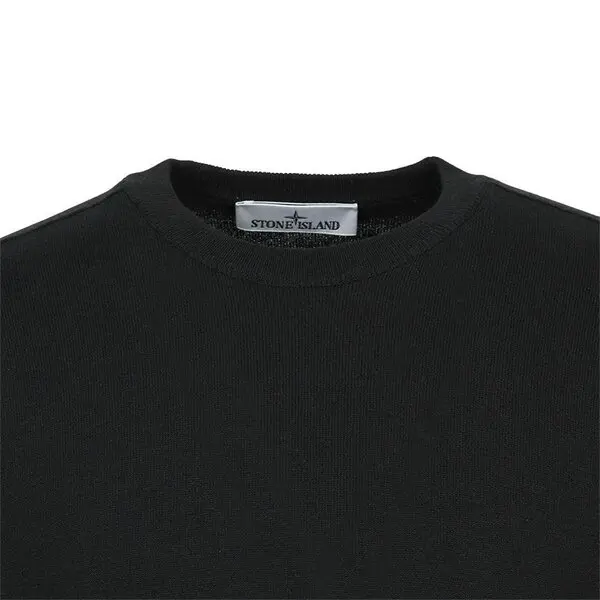 Stone Island Logo Patch Crew Neck Knitted Sweater - Blue