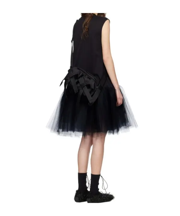 Simone Rocha Cotton Jersey Dress With Tulle Hem