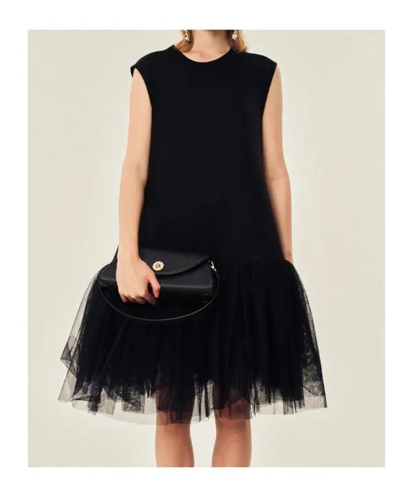 Simone Rocha Cotton Jersey Dress With Tulle Hem