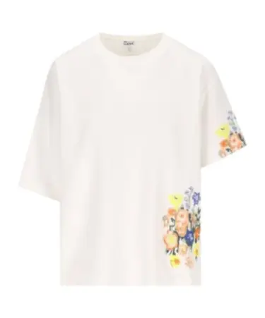 Loewe Floral Embroidered Crewneck T-shirt - White