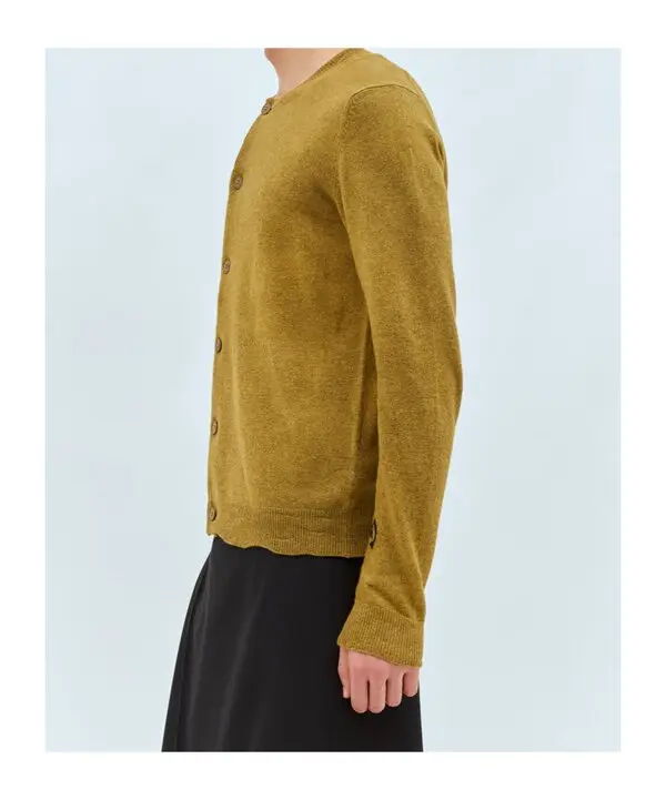 Acne Studios Buttoned Crewneck Sweater With Embroidered Logo Cuffs - Brown