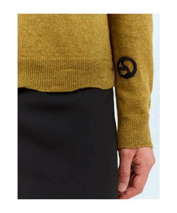 Acne Studios Buttoned Crewneck Sweater With Embroidered Logo Cuffs - Brown