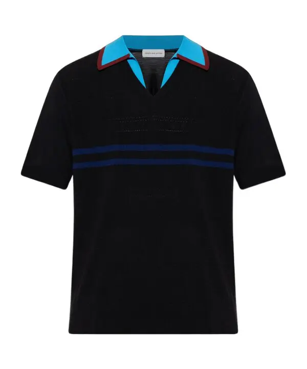 Dries Van Noten Molar Striped Knitted Polo Shirt
