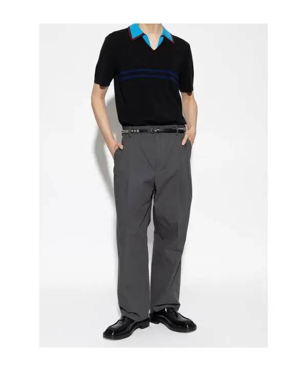Dries Van Noten Molar Striped Knitted Polo Shirt