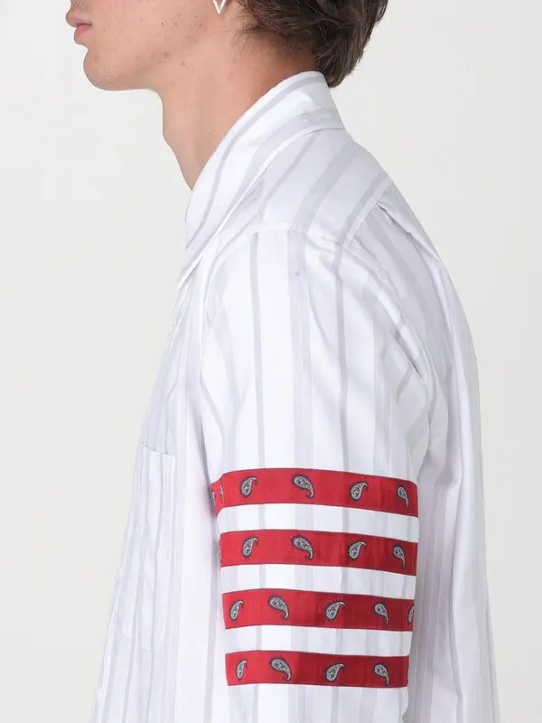 Thom Browne 4-bar Striped Buttoned Shirt - Medium Gray