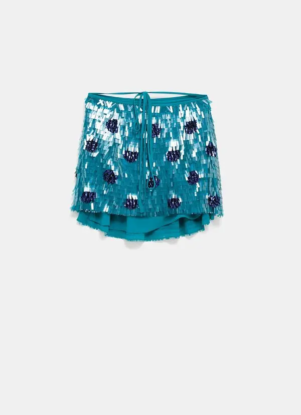 Dries Van Noten Sequined Midi Skirt - Blue