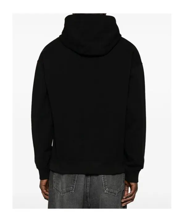 Fendi Logo Embroidered Long Sleeved Hoodie - Black
