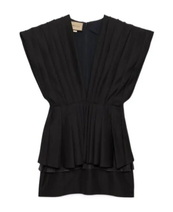 Gucci Sleeveless Pleated V-neck Mini Dress