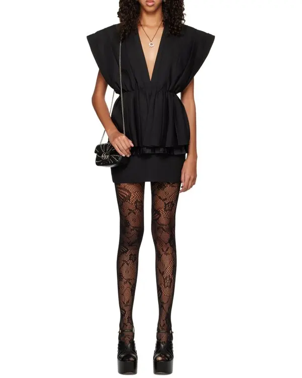 Gucci Sleeveless Pleated V-neck Mini Dress