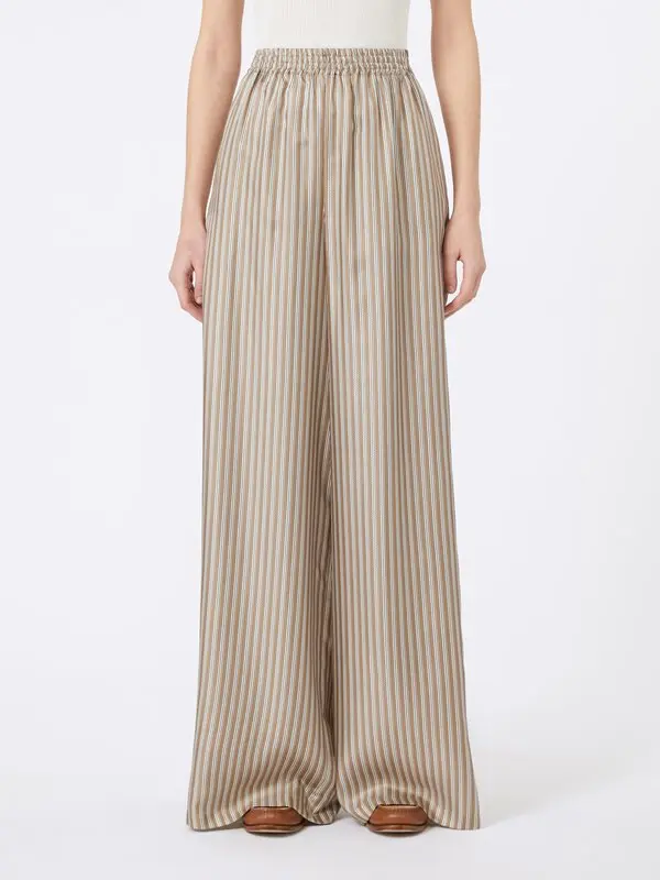 Max Mara Ladino Striped Wide-leg Trousers - Hazelnut